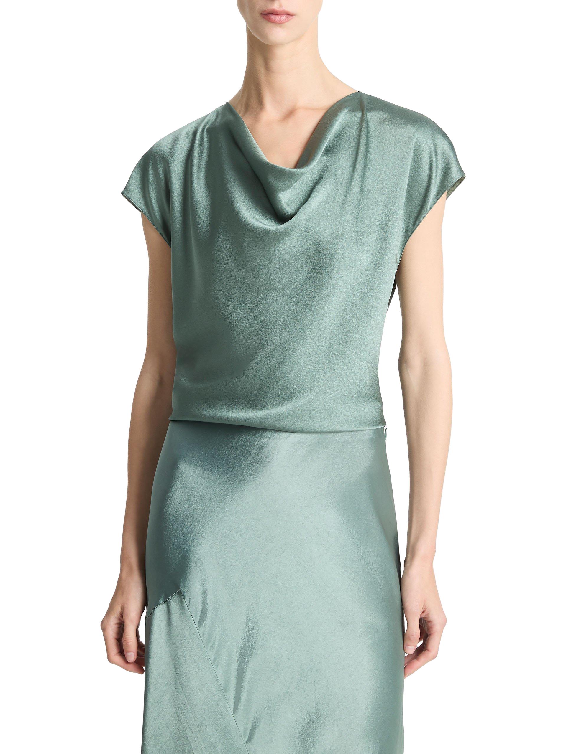 VINCE Vince Silk Cowl Neck Blouse
